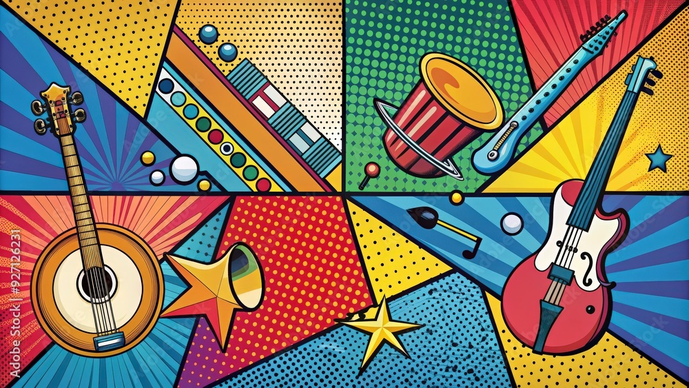 Geometric shapes in a modern comic style with a jazz power inspired ...