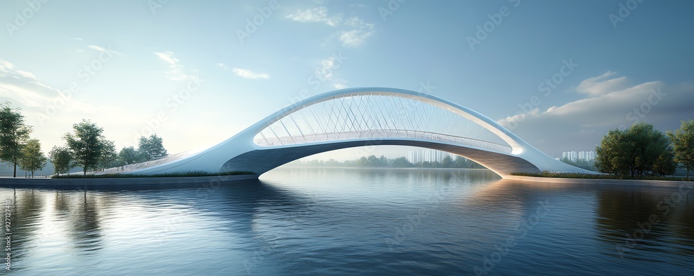 Artistic rendering of an innovative bridge, focusing on the engineering ...