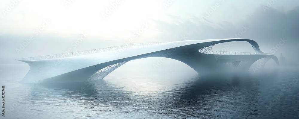 Artistic rendering of an innovative bridge, focusing on the engineering ...