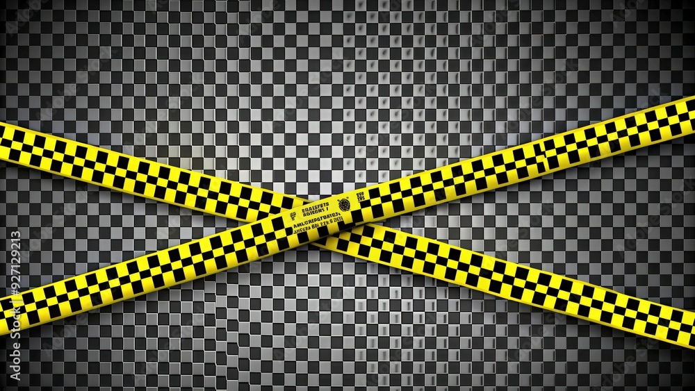 Crime scene barrier tape isolated on checkered background, police ...