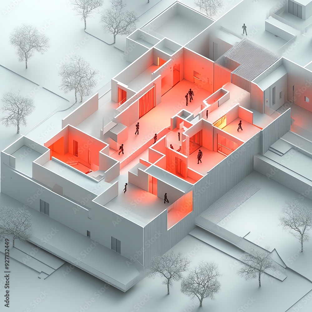 Schematic of an emergency evacuation route assembly, illustrating the ...