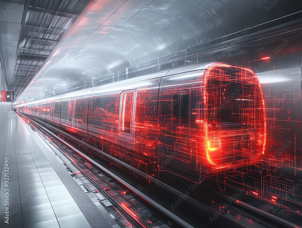 Schematic of an underground metro system, highlighting the patterned ...