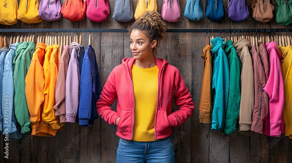 A woman shopping online for clothing on her laptop She takes her time ...