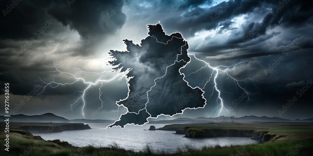 gloomy hand drawn map of ireland with dark foreboding mountains and ...