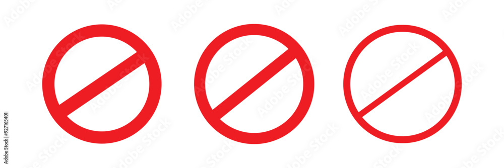 Sign forbidden. Icon symbol ban. Crossed out red circle. Stop entry ang ...