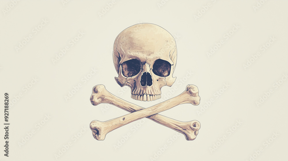 An illustration shows a detailed skull with two crossed bones ...