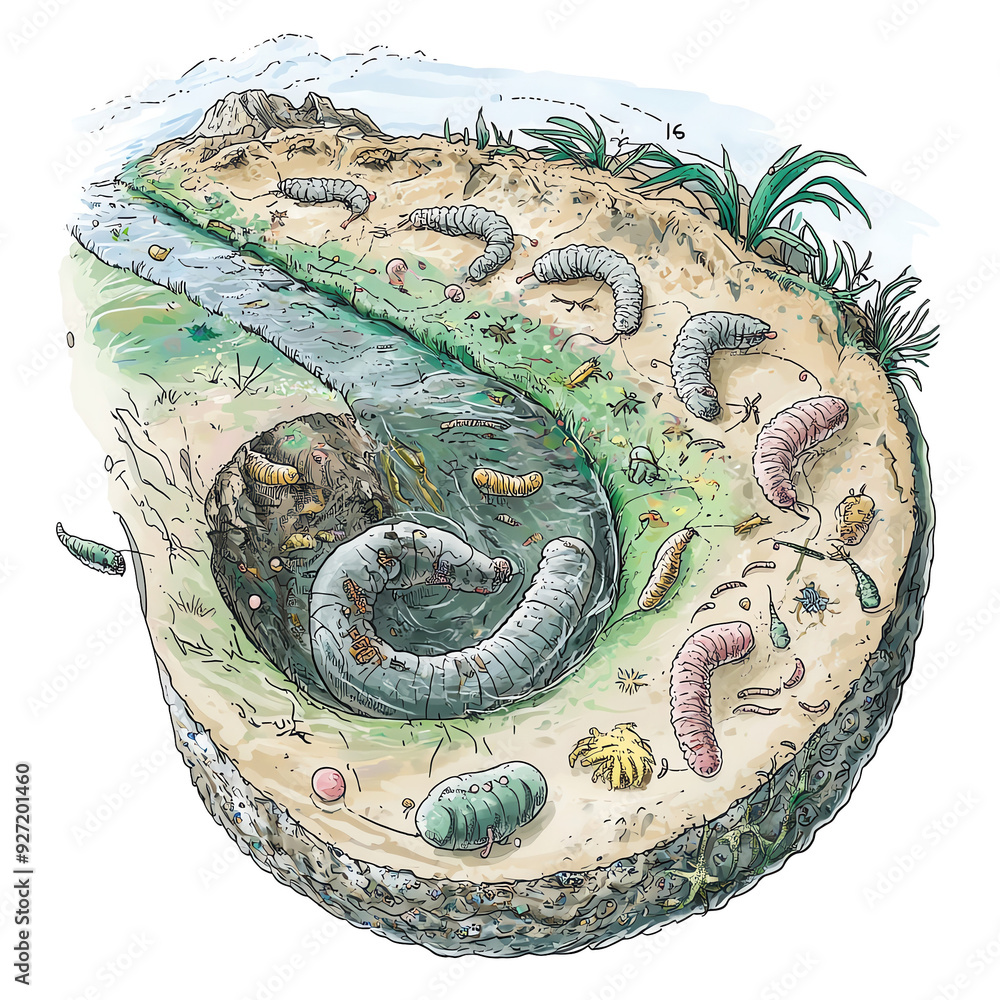 Illustration of the lifecycle of hookworms, showing how they infect ...