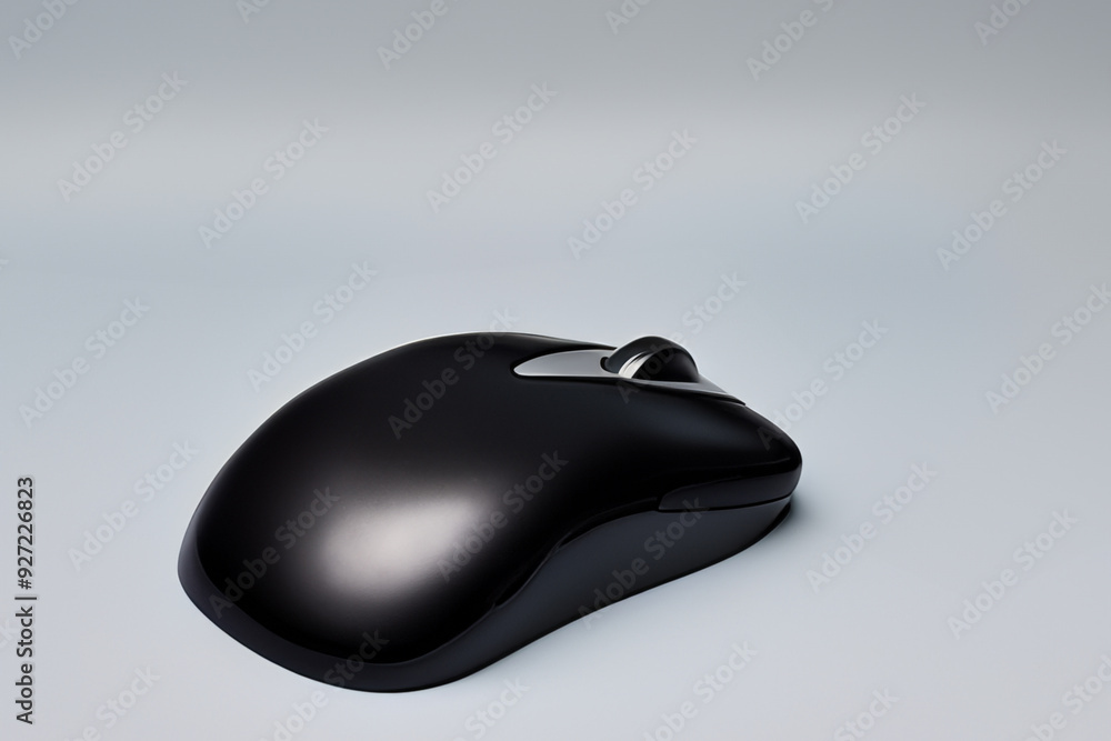 Computer with mouse in gray on white . pc top desktop concept. wireless ...