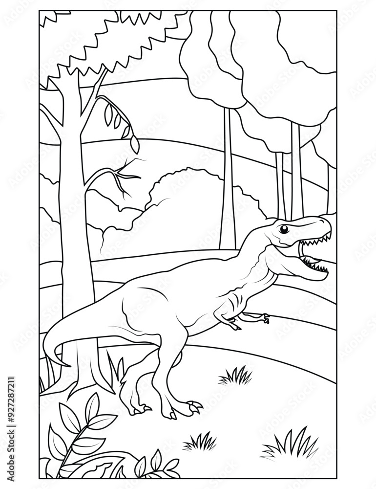 Dinosaur coloring page for kids Stock Vector | Adobe Stock