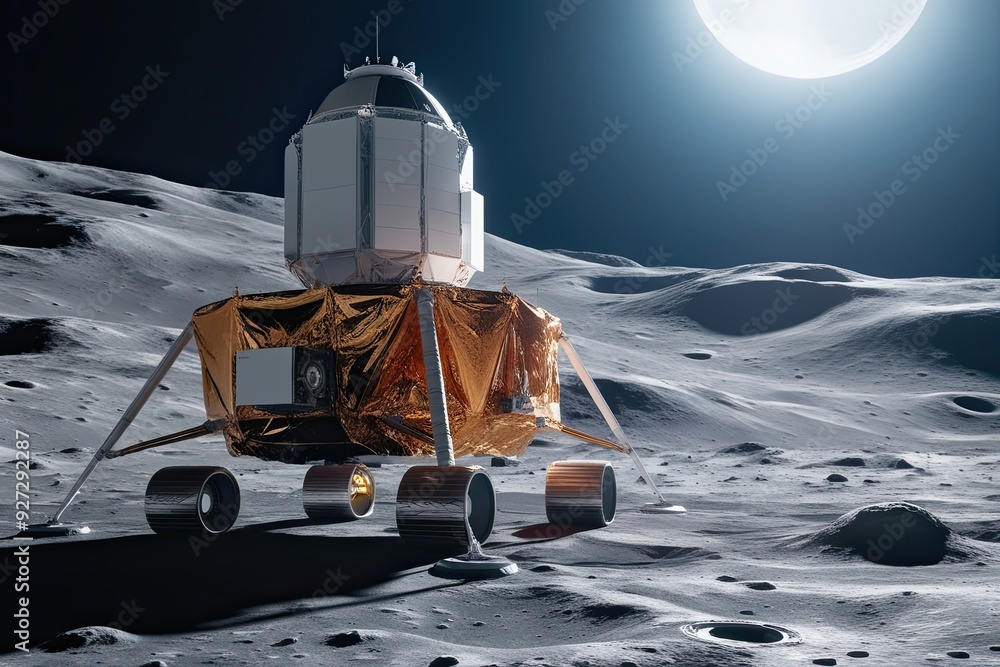 High Definition 5K 3D Model of Lunar Exploration Mission with Lander on ...