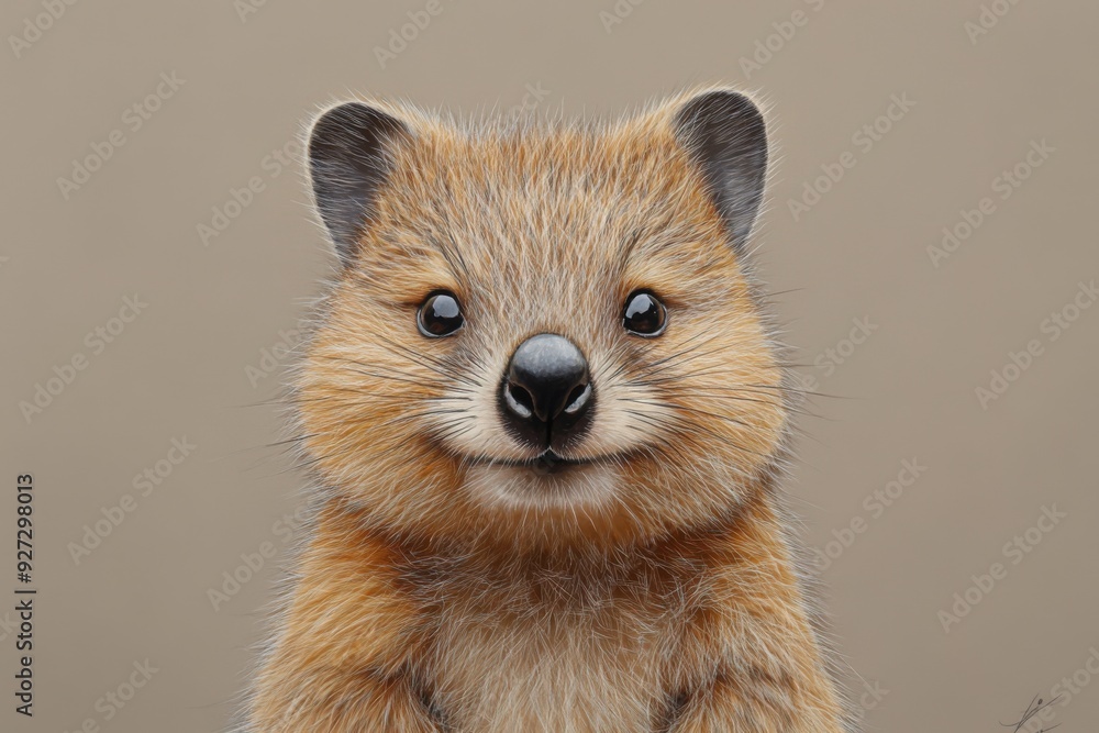 Charming illustration of a rare quokka with a friendly demeanor on a ...