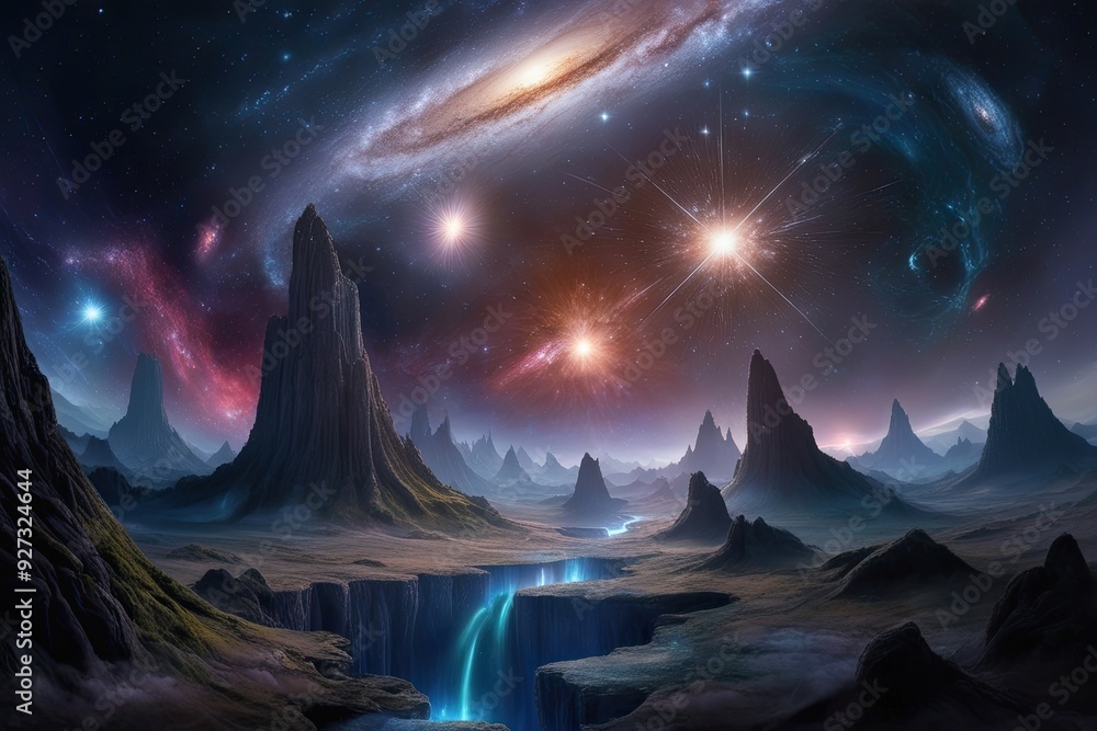 Breathtaking 3D Visualization of a Mythical Cosmic Landscape Featuring ...