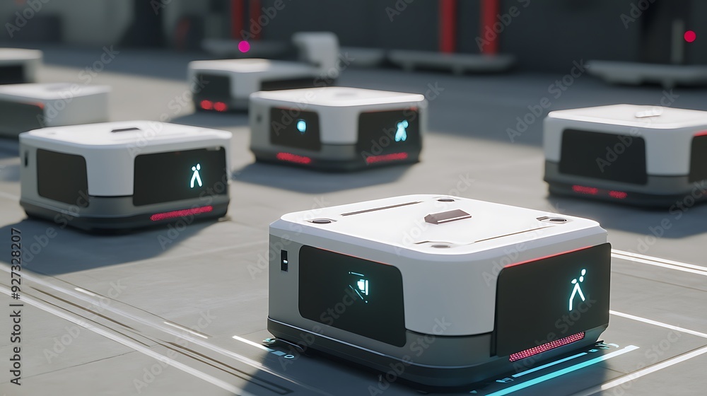 High-tech autonomous logistics hub with AI-coordinated deliveries and ...