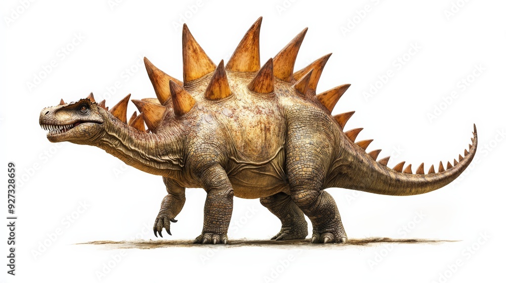 Illustration of a Stegosaurus dinosaur with distinctive plates along ...