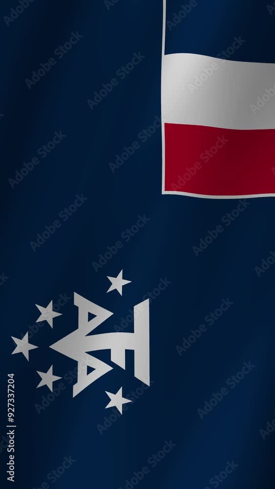 Vertical Flag of French Southern Territories waving animation, Vertical ...