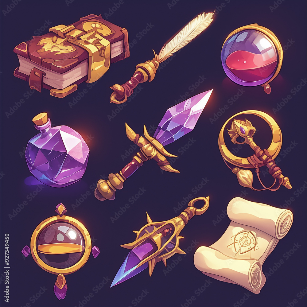 RPG game symbols illustrated as 2D icons, perfect for use in role ...