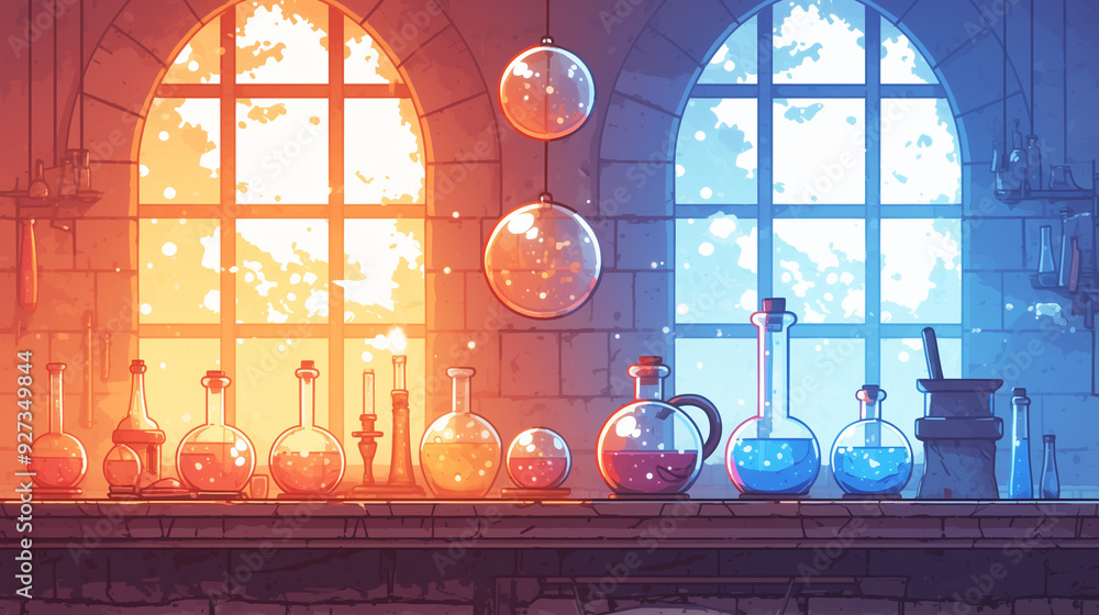 A sprite sheet with animation depicting a magical potion explosion and ...