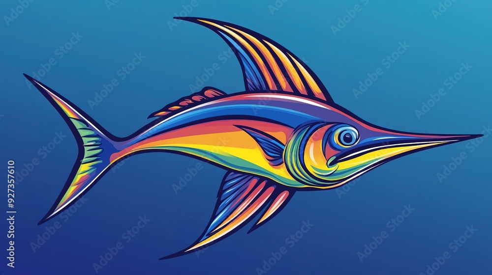 Colorful Marlin Fish Logo Mascot: Vibrant and Dynamic Design Featuring ...