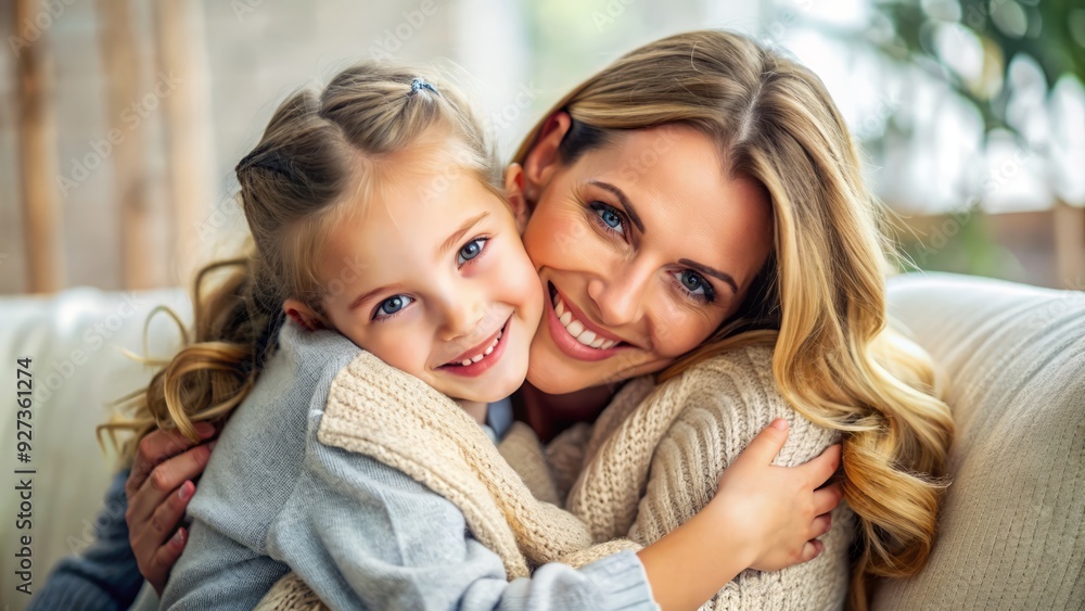 Warm and intimate portrait of a young woman and her preschool-aged ...