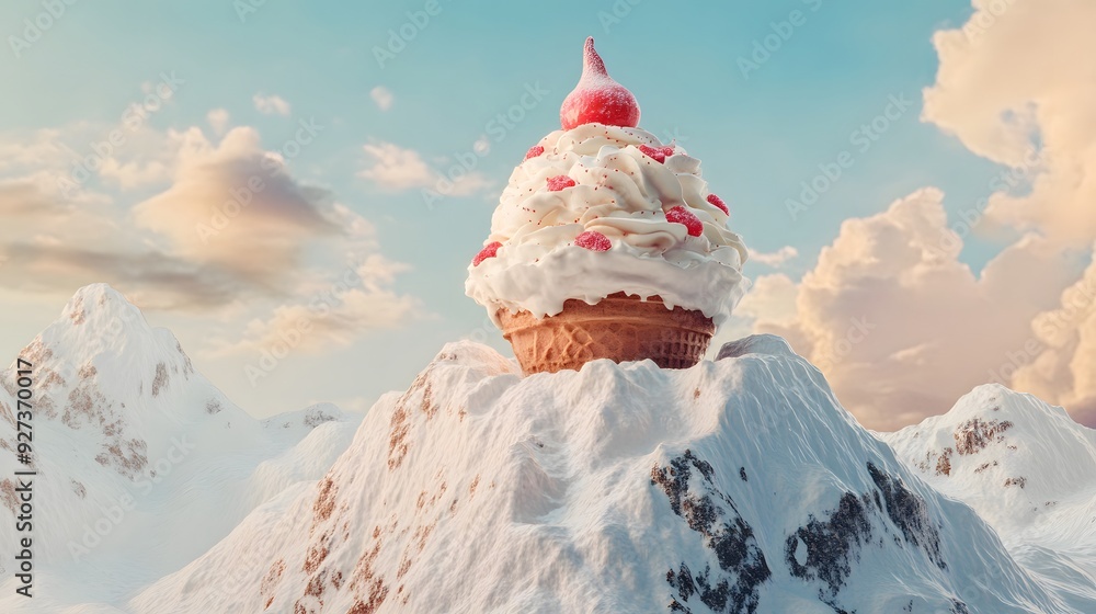 snow-covered ice cream sundae mountains in winter Stock Illustration ...