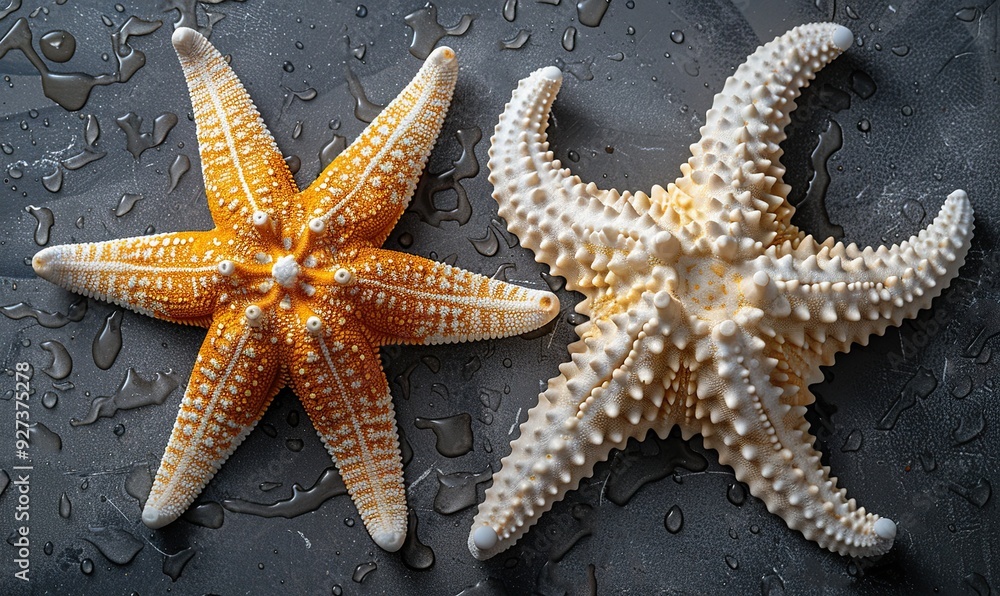 Two types of white starfish isolated over a transparent background ...
