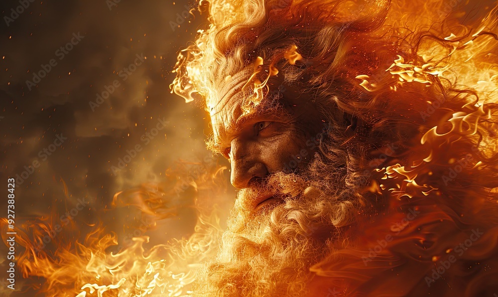 Prometheus, the Greek god of fire, depicted in a powerful image. Stock ...