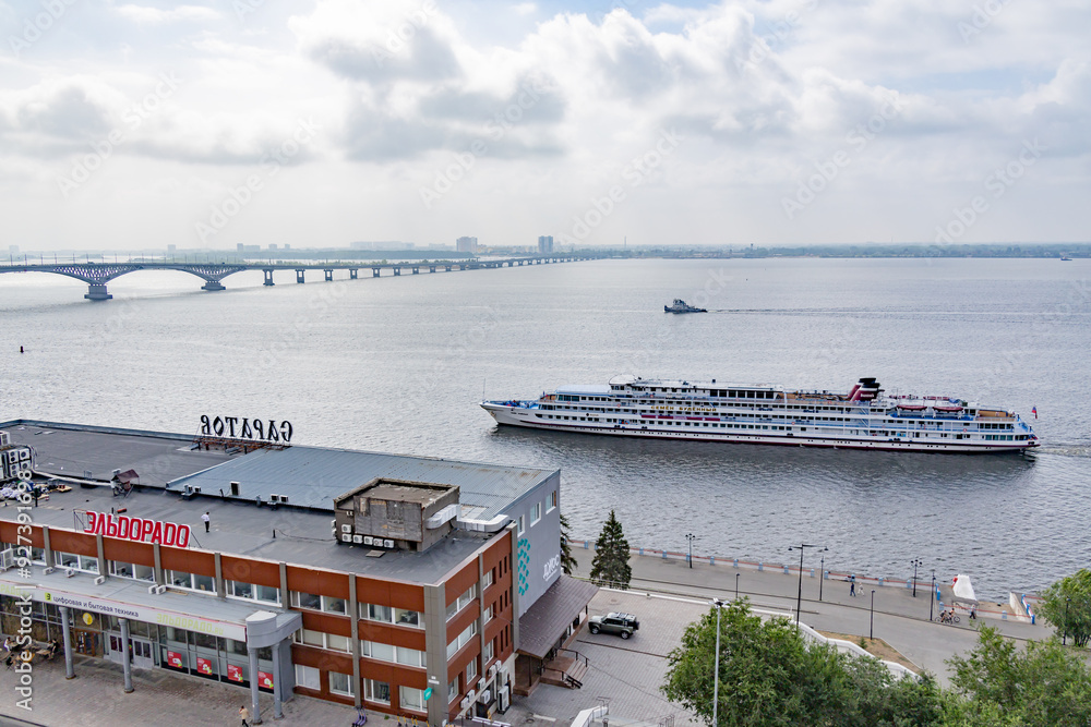 Cruise liner "Semyon Budyonny" of Vodohod company near the river port ...