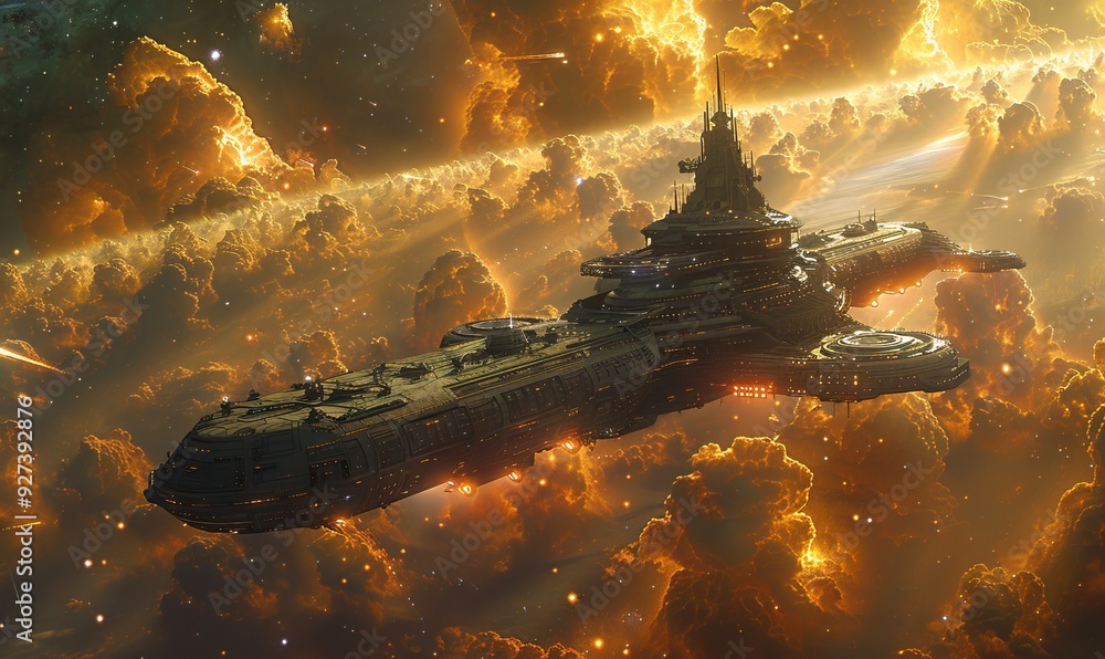 Generated illustrations depict science fiction scenarios set in space ...