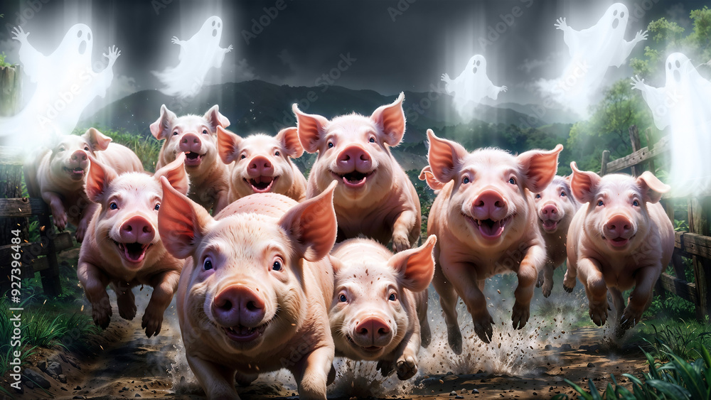 High detailed art illustration bible scene concept. Jesus cast out ...