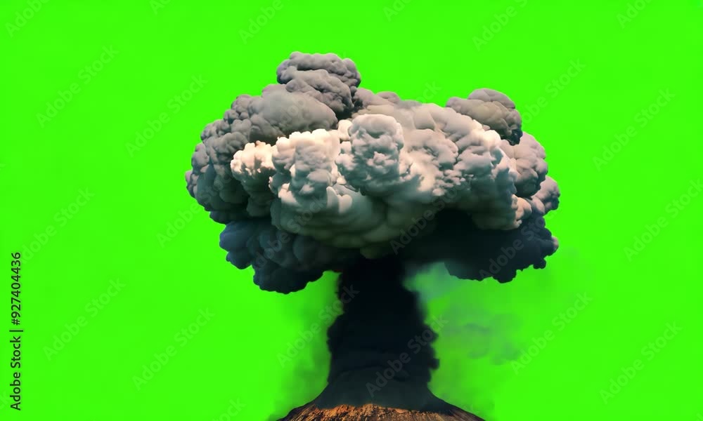 Nuclear atomic bomb explosion VFX with smoke, fire and mushroom cloud ...