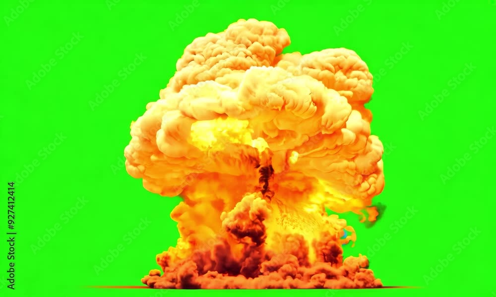 Nuclear atomic bomb explosion VFX with smoke, fire and mushroom cloud ...