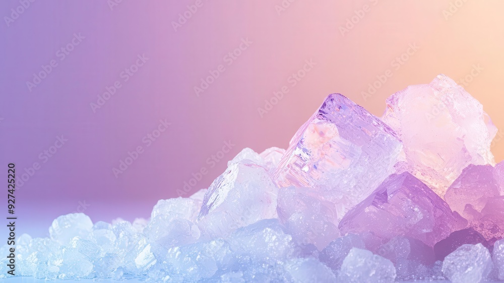 Inorganic salt crystals illuminated under UV light, chemical substance ...