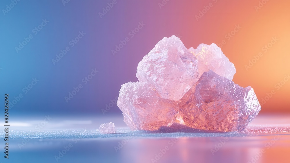 Inorganic salt crystals illuminated under UV light, chemical substance ...