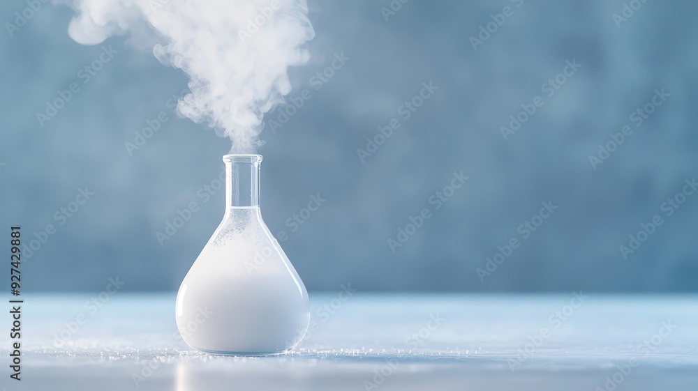 Volatile compound being distilled in a lab setup, chemical substance ...