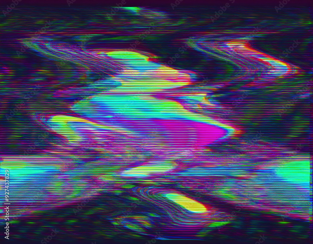 Vintage 1980's VHS tapes background; glitch defect noise and artifact ...