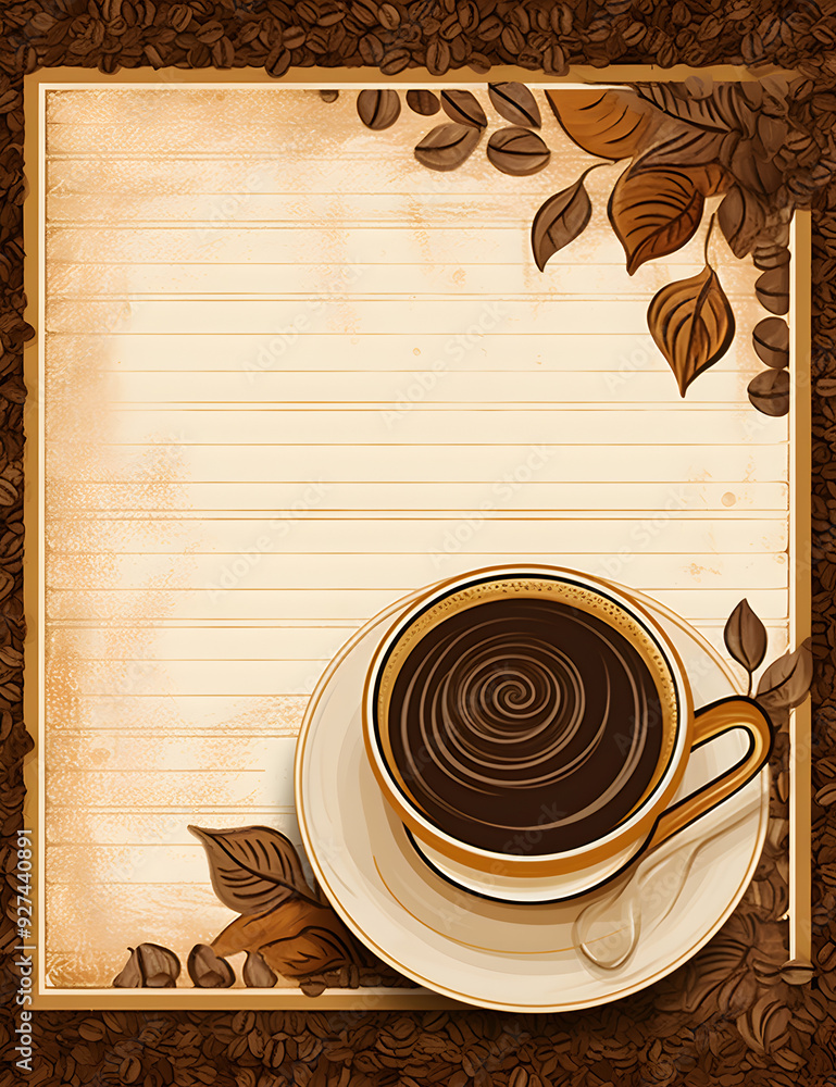 A vintage-inspired stationery design featuring a detailed illustration ...