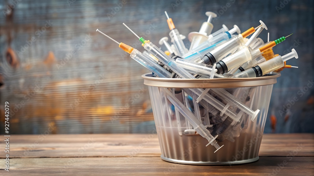 Proper disposal of syringes to prevent environmental harm , Syringe ...