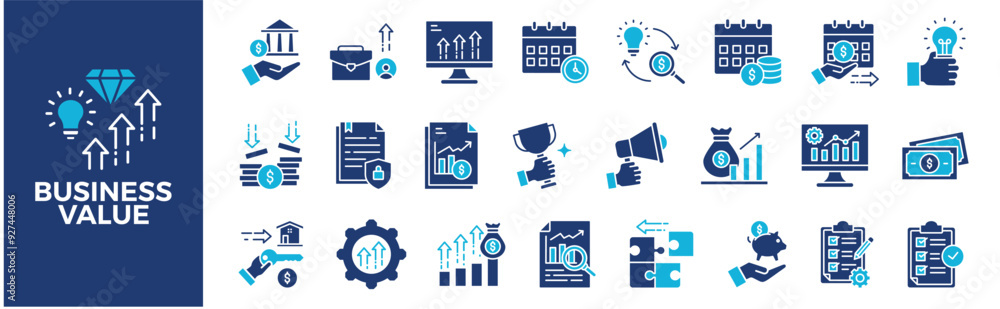 Business Value icon collection set. Containing design, business, value ...