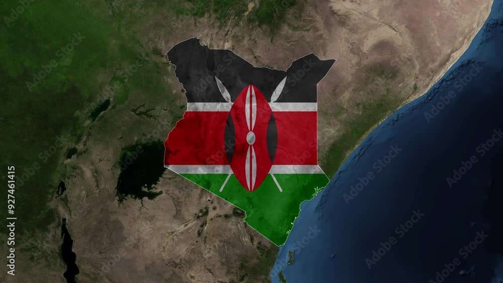 Zoom from Earth to Kenya. (Country Flag) World map province animation ...