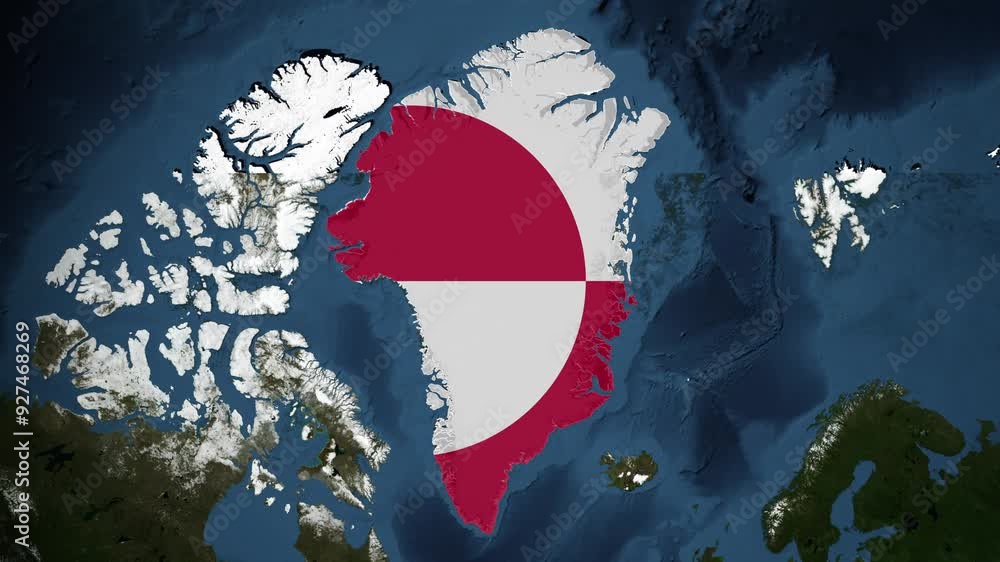 Zoom from Earth to Greenland. (Country Flag) World map province ...