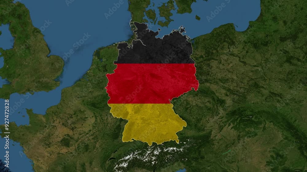Zoom from Earth to Germany. (Country Flag) World map province animation ...
