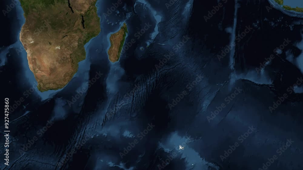Zoom from Earth to French Southern and Antarctic Lands. (No Border ...