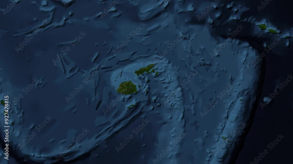 Zoom from Earth to Fiji. (No Border) World map province animation with ...