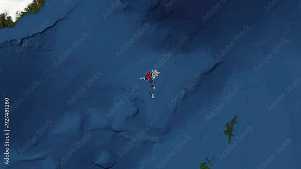 Zoom from Earth to Faroe Islands. (Country Flag) World map province ...