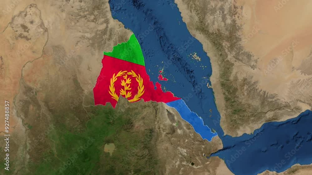 Zoom from Earth to Eritrea. (Country Flag) World map province animation ...
