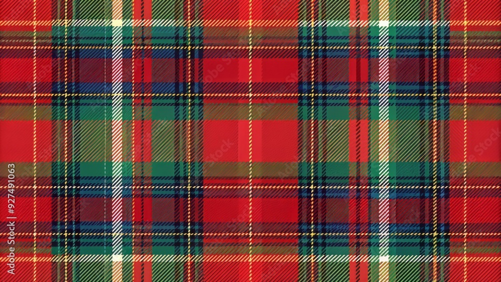 Classic Scottish-inspired tartan pattern featuring a traditional red ...