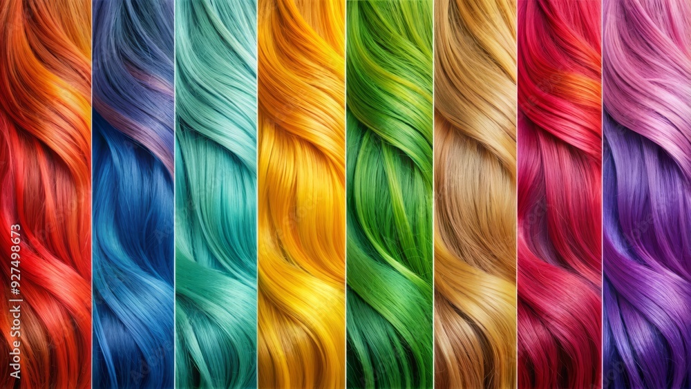 Colorful hair texture chart displaying various hairstyle options ...