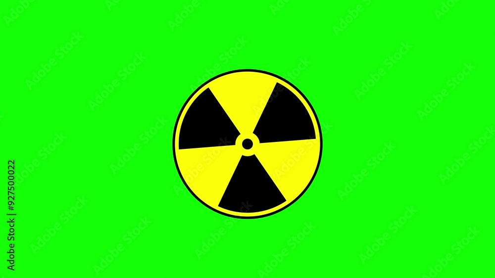 radiation symbol green screen nuclear rotating logo 4k for editing ...