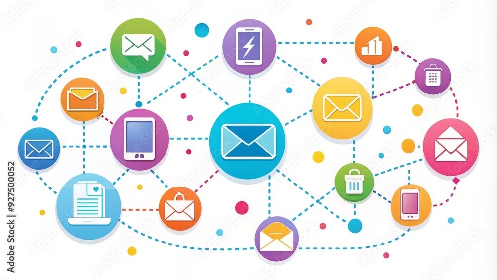 Colorful infographic illustrating the concept of sending and receiving ...