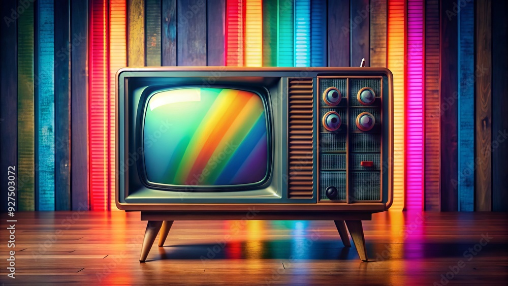 Colorful vintage television set with nostalgic 80s vibes, chunky ...